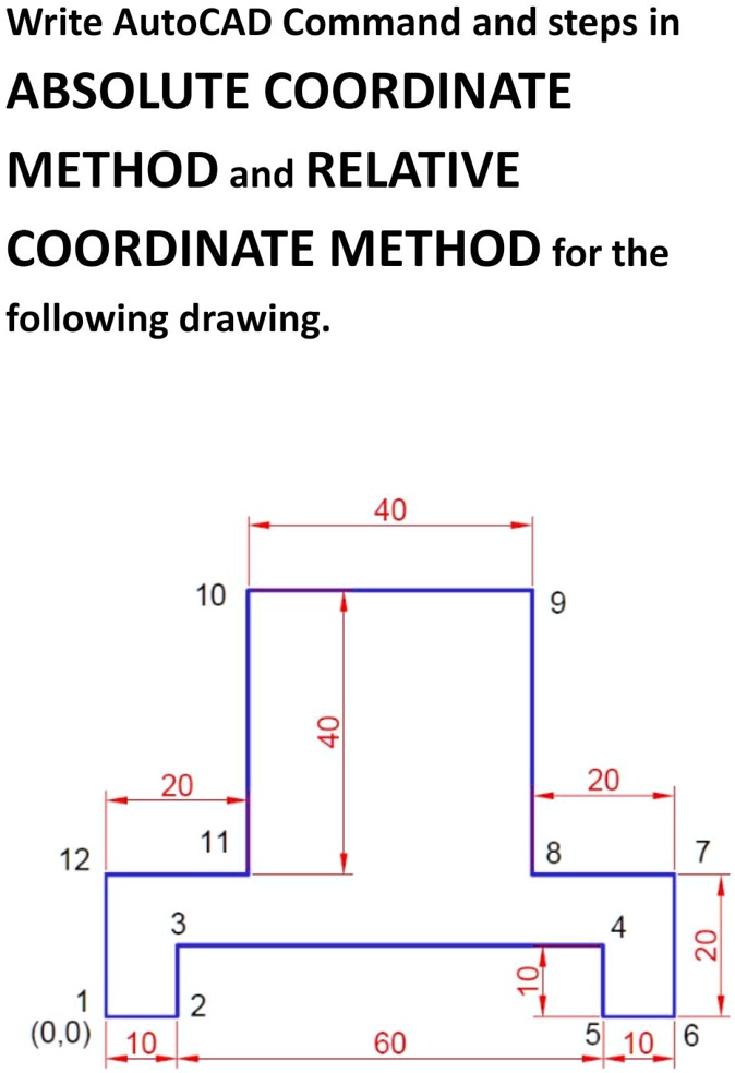 SOLVED Write AutoCAD Command And Steps In ABSOLUTE COORDINATE METHOD And RELATIVE COORDINATE 