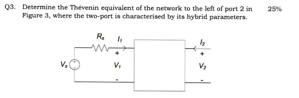 SOLVED: Q3. Determine the Thevenin equivalent of the network to the left of port 2 in Figure 3 ...