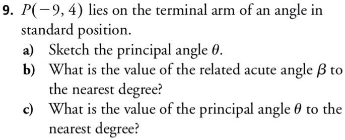 9 p94 lies on the terminal arm of an angle in standard position a ...