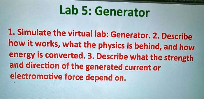 SOLVED: Lab 5: Generator 1. Simulate the virtual lab: Generator. 2 ...