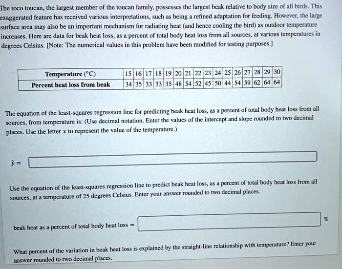 SOLVED: The "Toco toucan," the largest member of the toucan family ...
