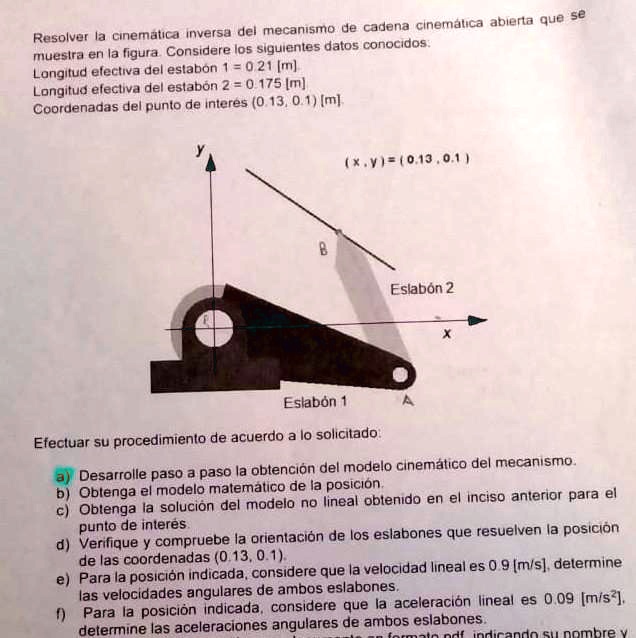 Resolver la cinemática inversa del mecanismo de cadena cinemática ...