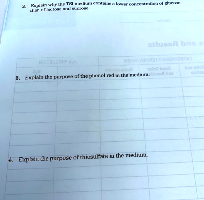 2. Explain why the TSI medium contains a lower concentration of glucose ...