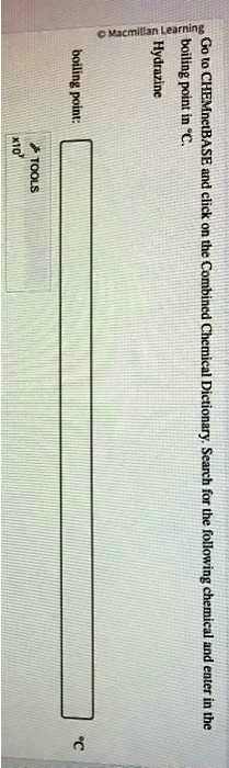 SOLVED: scm boiling point Hydrazine boiling point in C TOOLS