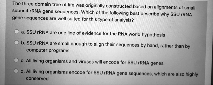 SOLVED: The three domain tree of life was originally constructed based ...