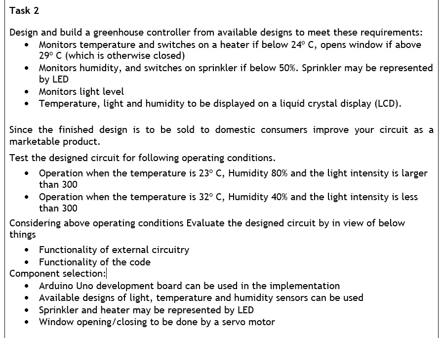 SOLVED: Design and build a greenhouse controller from available designs ...