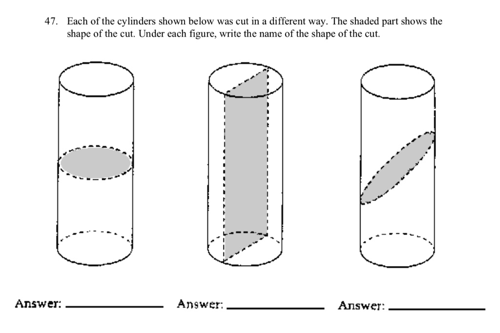 47 each of the cylinders shown below was cut in a different way the ...