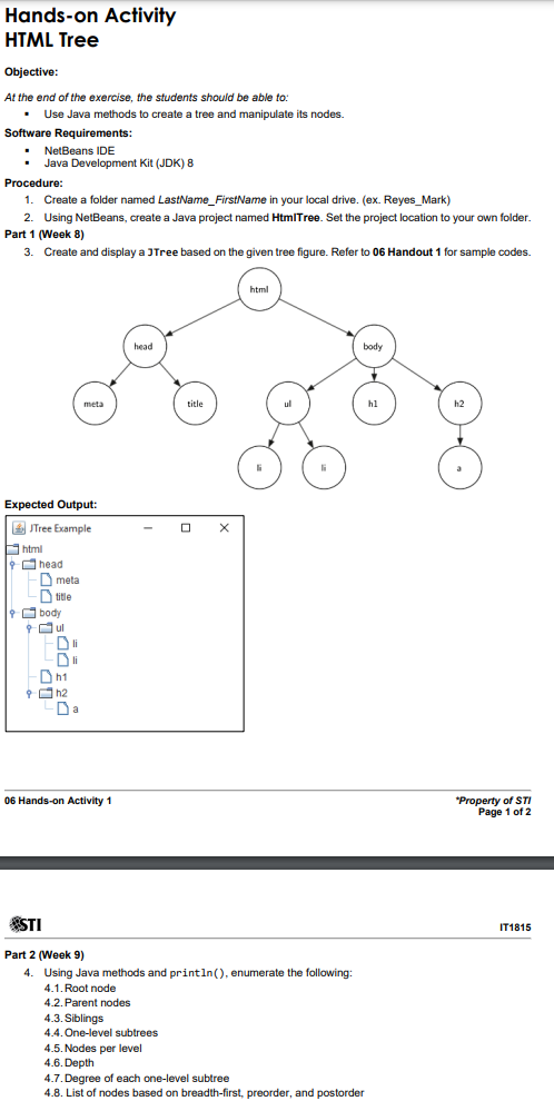 hands on activity html tree objective at the end of the exercise the ...