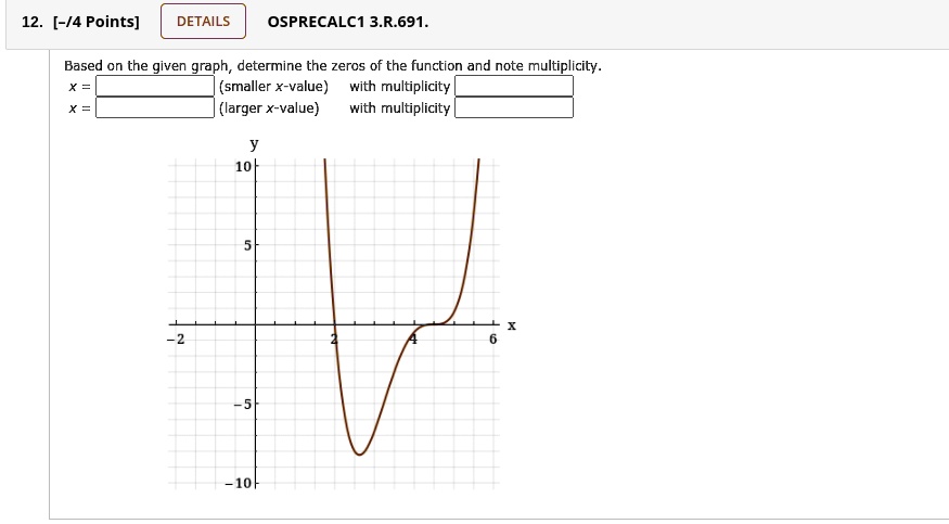 SOLVED: 12 [-/4 Points] DETAILS OSPRECALCI 3.R.691. Based on the given ...