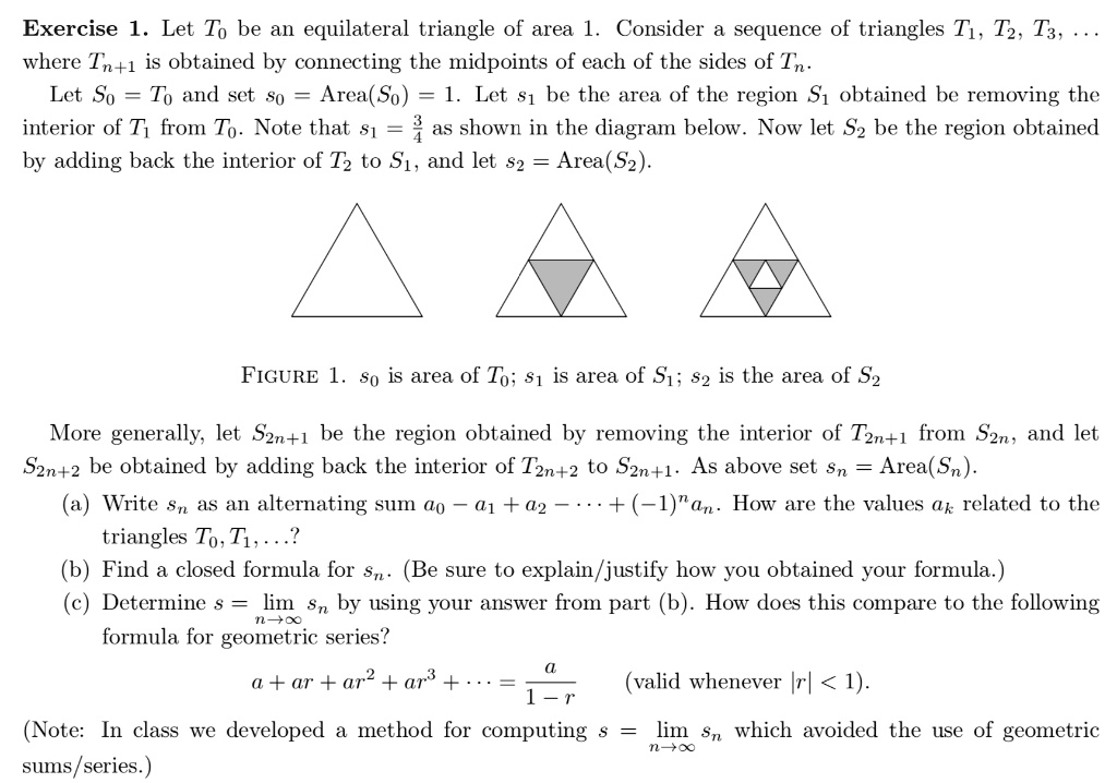 exercise 1 let to be an equilateral triangle of area consider a ...