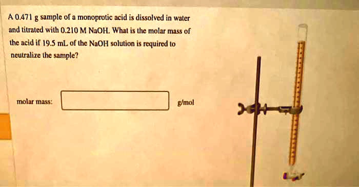 SOLVED: A 0.471 g sample of a monoprotic acid is dissolved in water and ...