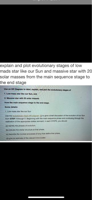 SOLVED: Text: Explain and plot evolutionary stages of low mass stars ...