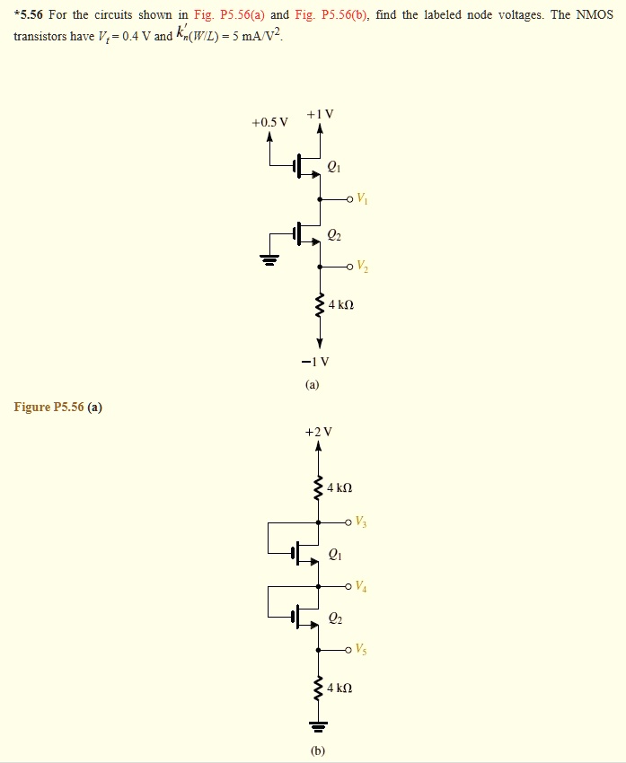 556 for the circuits shown in fig p556a and fig p556b find the labeled ...
