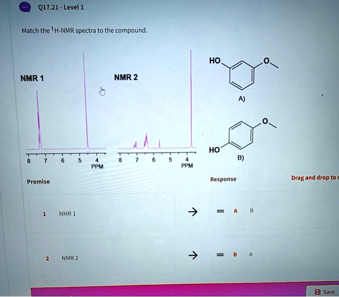 SOLVED: Q17.21 Level 1 Match the IH-NMR spectra to the compound HO NMR ...