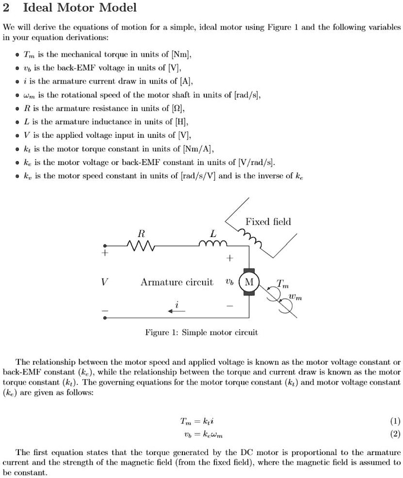 ideal motor model we will derive the eqquations of motion for a simnple ...