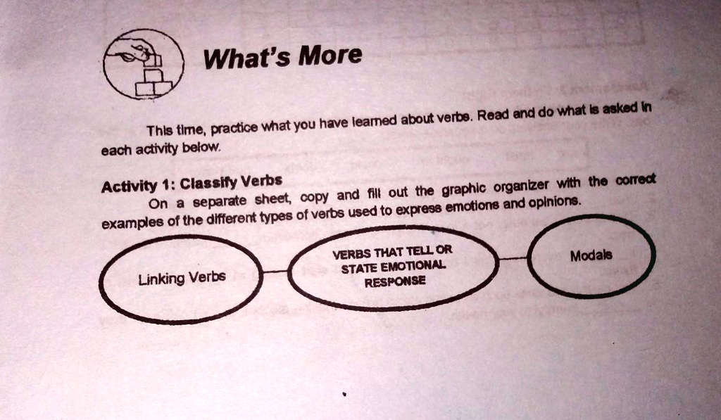 activity 1 classity verbson a separate sheet copy and fill out the ...