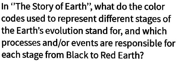 SOLVED: In "The Story of Earth", what do the color codes used to ...