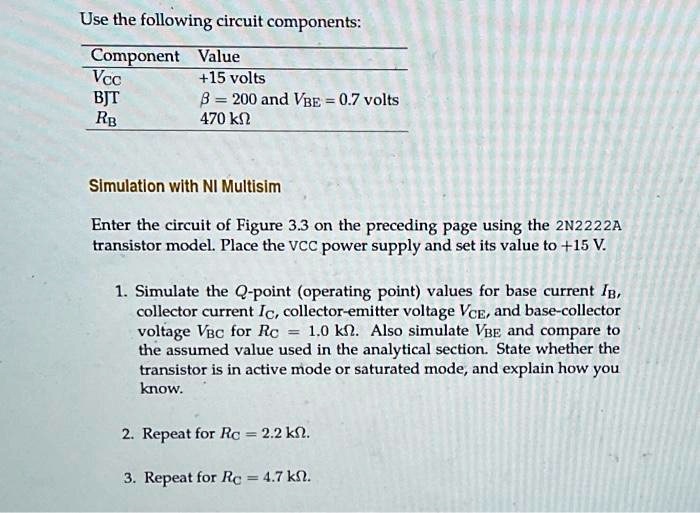 Please Provide Photos Of The Work In Multisim Use The Following Circuit Components Component 6302