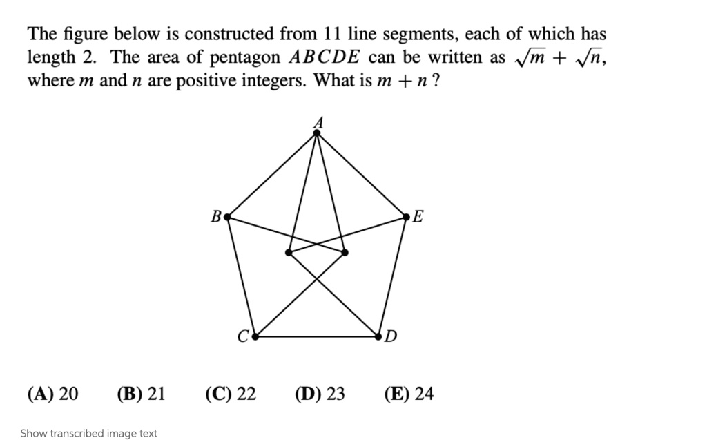 The figure below is constructed from 11 line segments, each of which ...