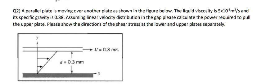SOLVED: A parallel plate is moving over another plate as shown in the ...