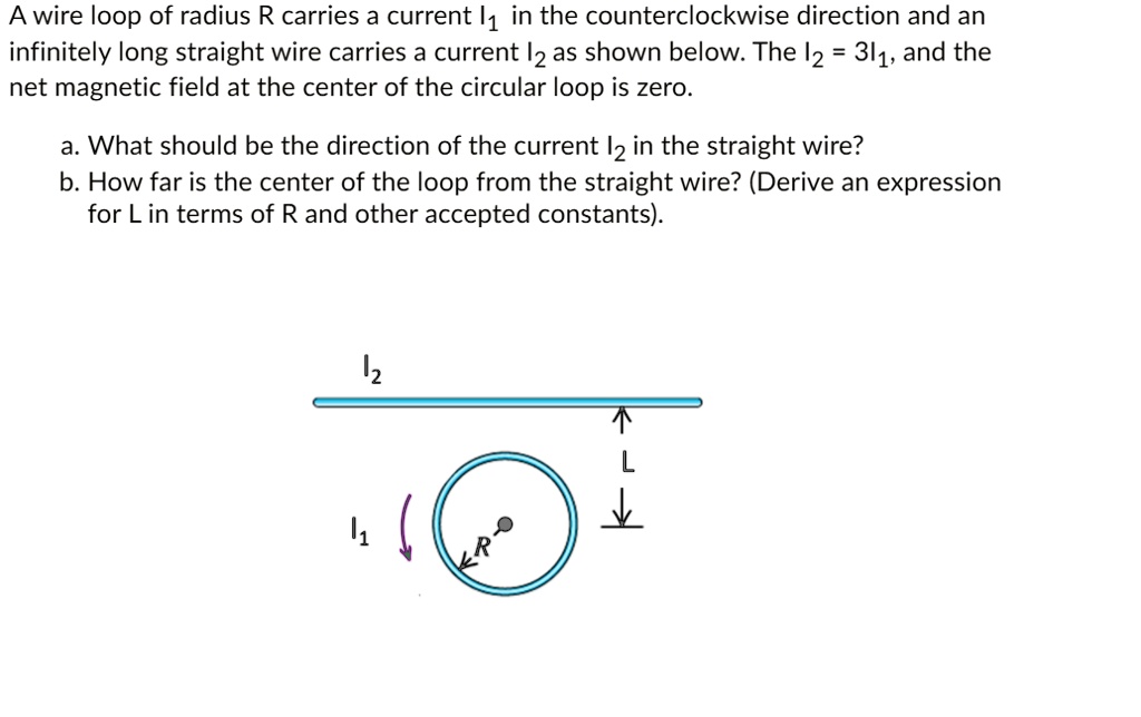 SOLVED: A wire loop of radius R carries a current I1 in the counterclockwise direction and an ...