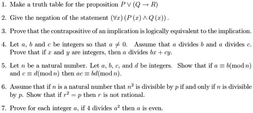 SOLVED:Make a truth table for the proposition PV (Q _ R) Give the ...