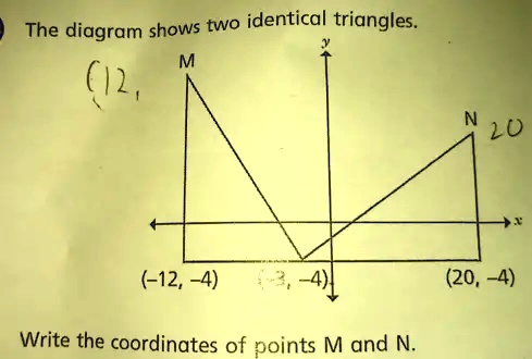 SOLVED: The diagram shows two identical triangles. (12 , 20 (-12, -4 ...