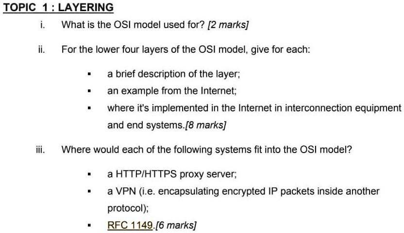 topic llayering what is the osi model used for 2 marks for the lower ...
