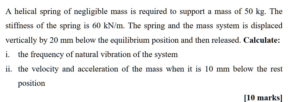 SOLVED: A helical spring of negligible mass is required to support a ...