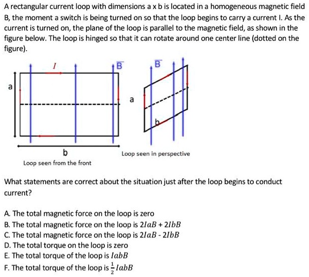 a rectangular current loop with dimensions xb is located in a homogeneous magnetic field b the ...