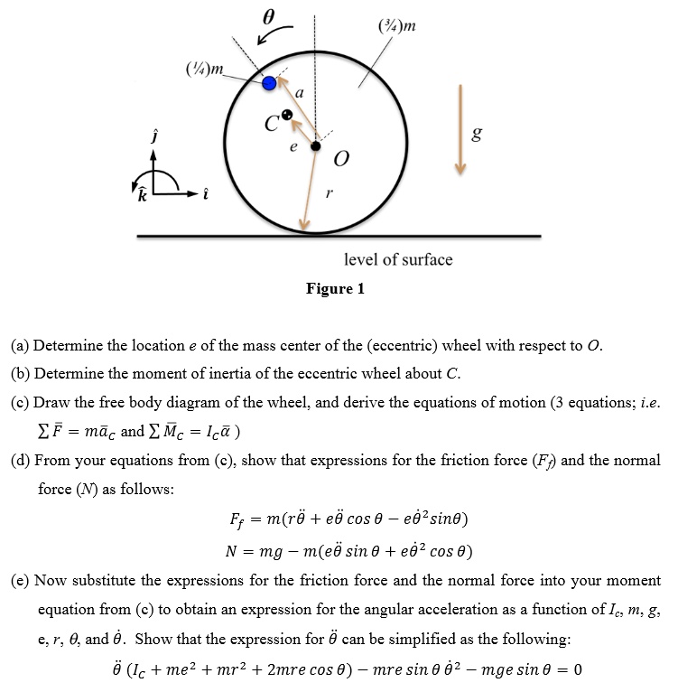 (3/4)m /m level of surface Figure 1 (a) Determine the location e of the ...
