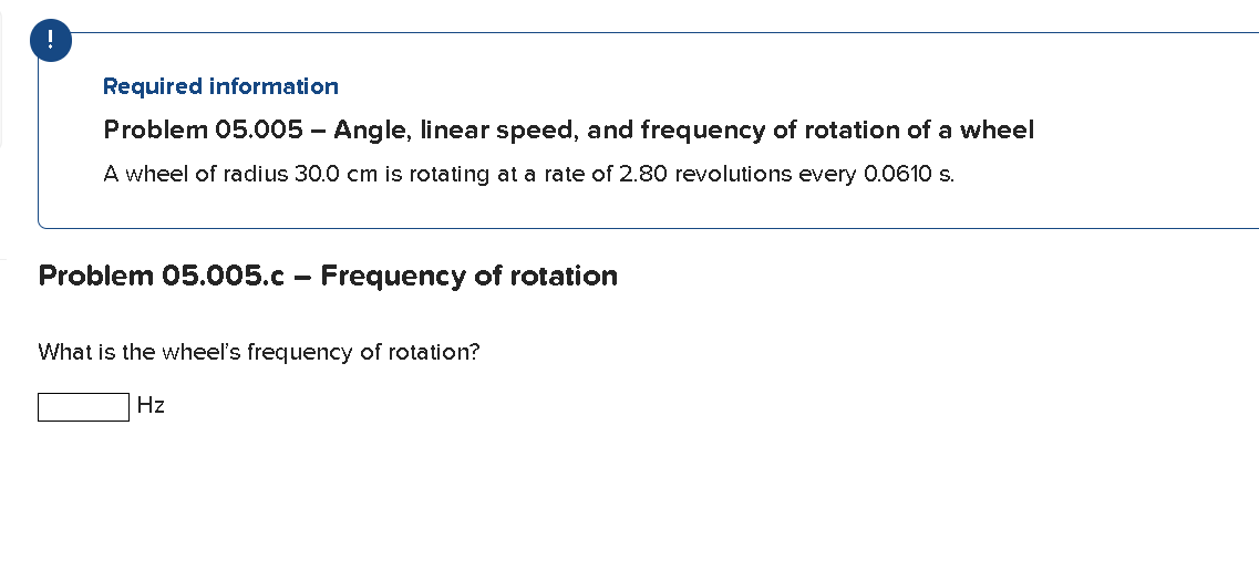 SOLVED: Required information Problem 05.005 - Angle, linear speed, and ...
