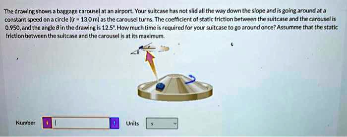 SOLVED: The drawing shows a baggage carousel at an airport. Your ...
