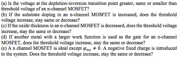 Solved A Is The Voltage At The Depletion Inversion Transition Point