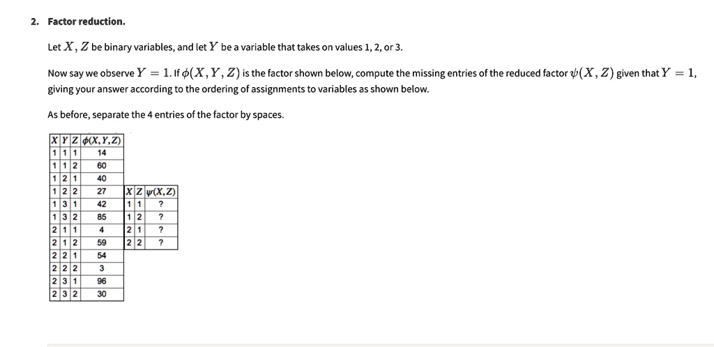 Let X, Z be binary variables, and let Y be a variable that takes on values 1, 2, or 3. Now, say ...