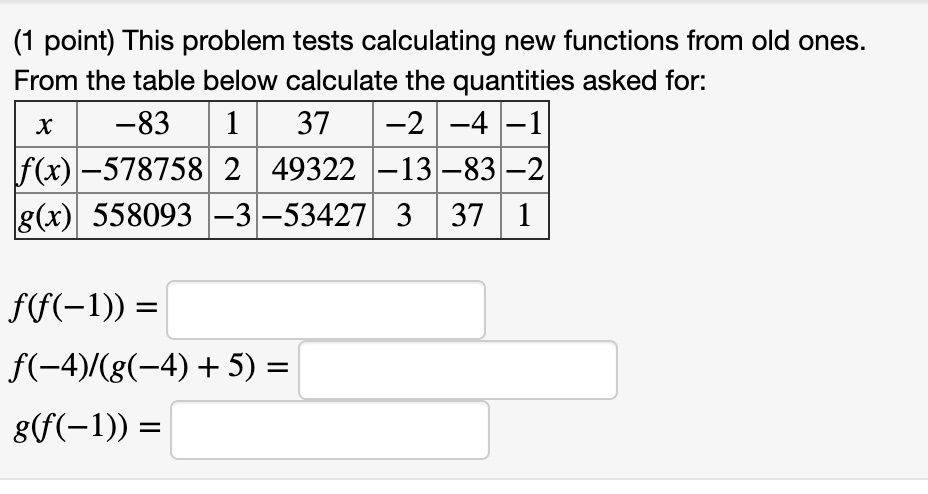 1 point this problem tests calculating new functions from old ones from ...