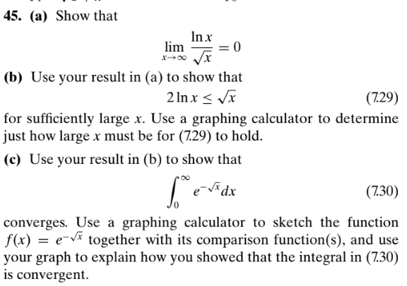 SOLVED: 45. (a) Show that limx →∞(ln x)/(√(x))=0 (b) Use your result in (a) to show that 2 ln x ...