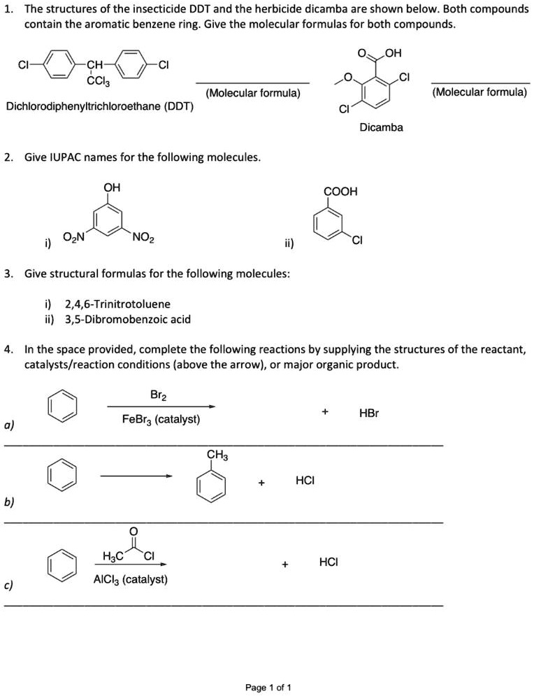 SOLVED:The structures of the insecticide DDT and the herbicide dicamba ...