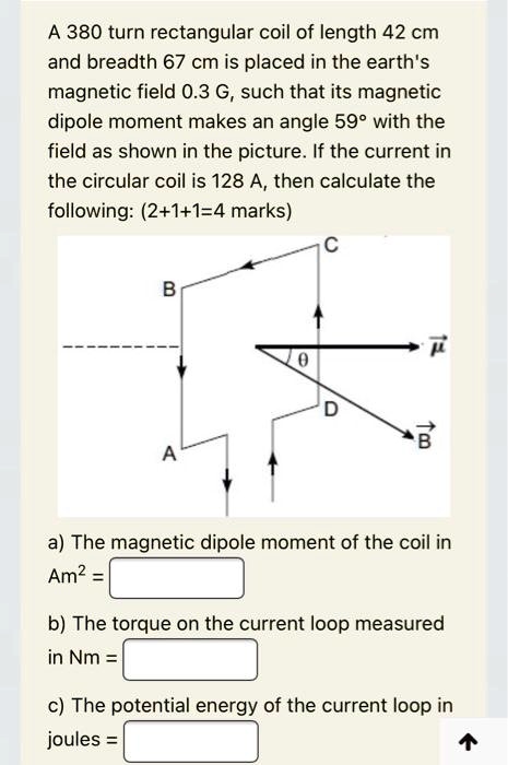 SOLVED:A 380 turn rectangular coil of length 42 cm and breadth 67 cm is ...