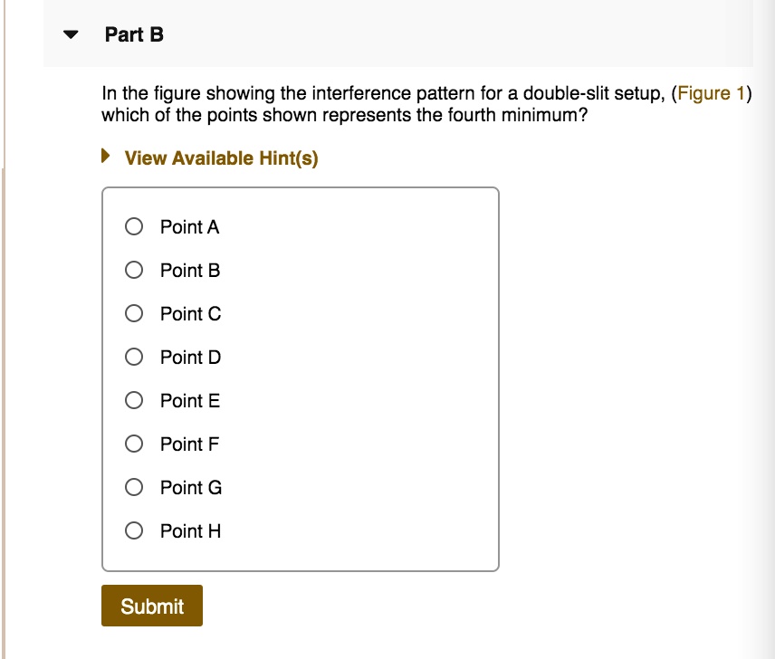 SOLVED: Part B In the figure showing the interference pattern for a ...