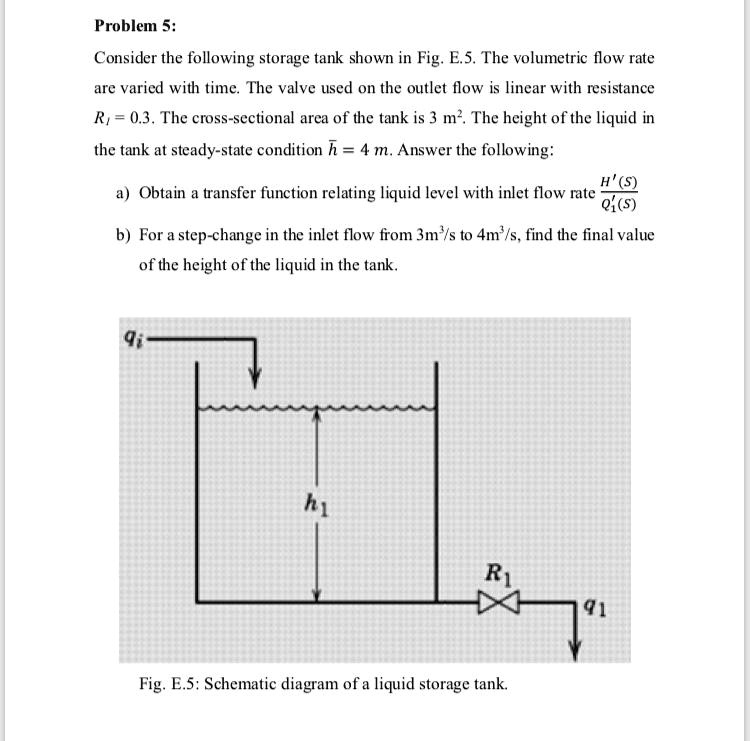 problem5 consider the following storage tank shown in fige5the ...