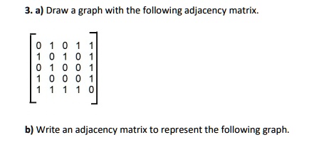3. a) Draw a graph with the following adjacency matrix. b) Write an ...