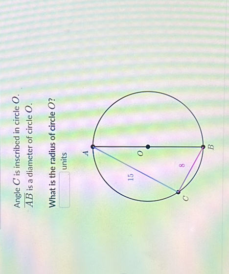 angle c is inscribed in circle o overlinea b is a diameter of circle o ...