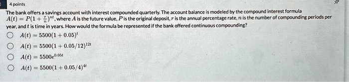 SOLVED: 4 points: The bank offers a savings account with interest ...