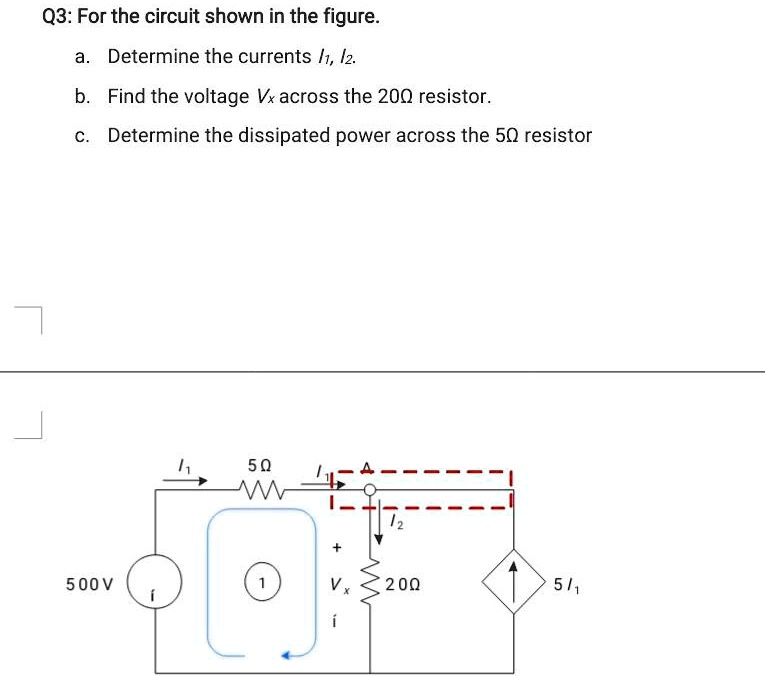 03 for the circuit shown in the figure determine the currents h1 iz find the voltage vx across ...