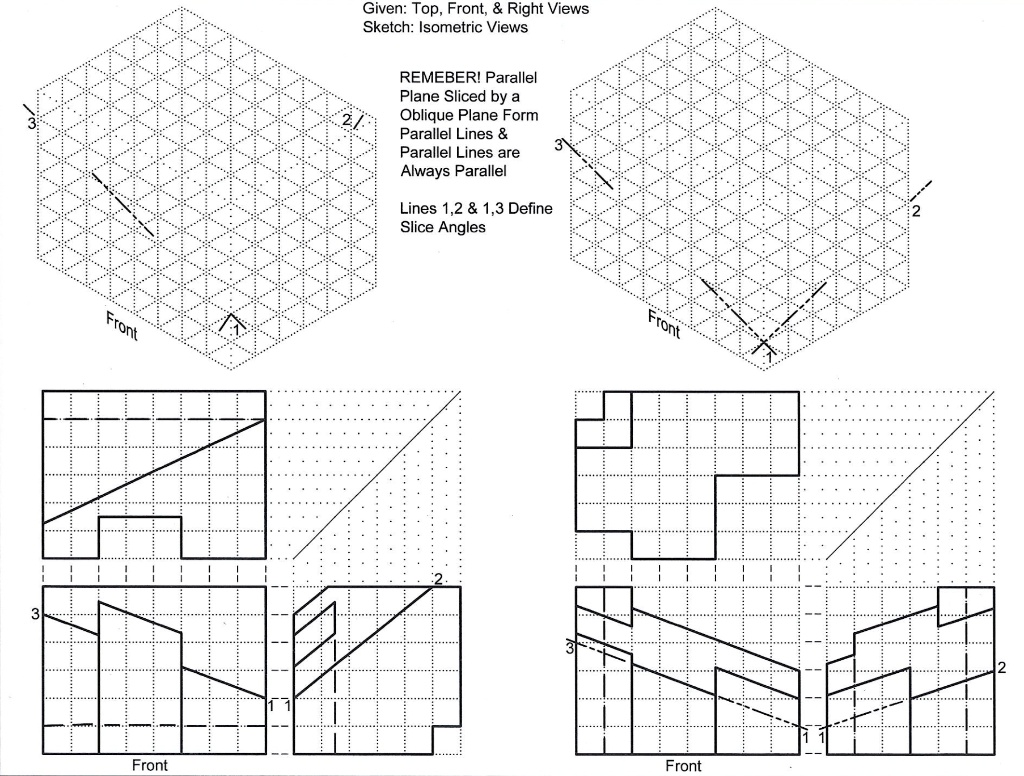 SOLVED: Given: Top,Front, Right Views Sketch:Isometric Views REMEBER ...