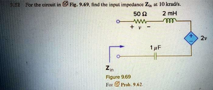 SOLVED: For the circuit in Fig. 9.69, find the input impedance Zin at 10 kHz. Given: 50 Î©, 2 mH ...