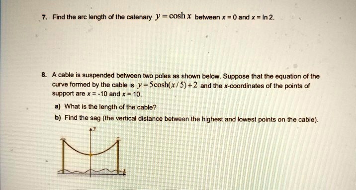 SOLVED: Find the arc length of the catenary y = coshx between x = 0 and ...