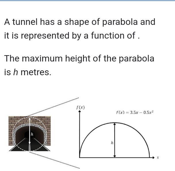 [GET ANSWER] A tunnel has a shape of parabola and it is represented by ...