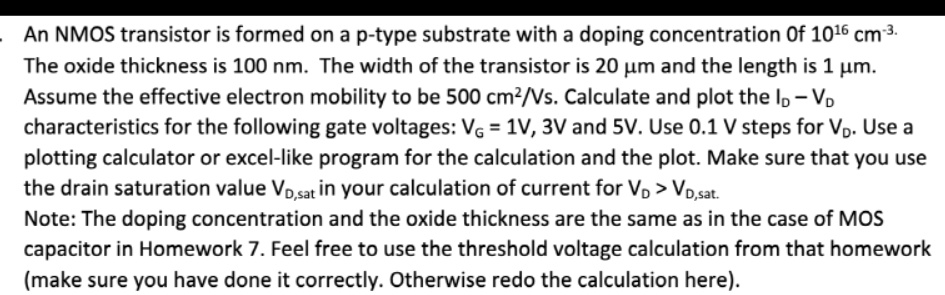 An NMOS transistor is formed on a p-type substrate with a doping ...